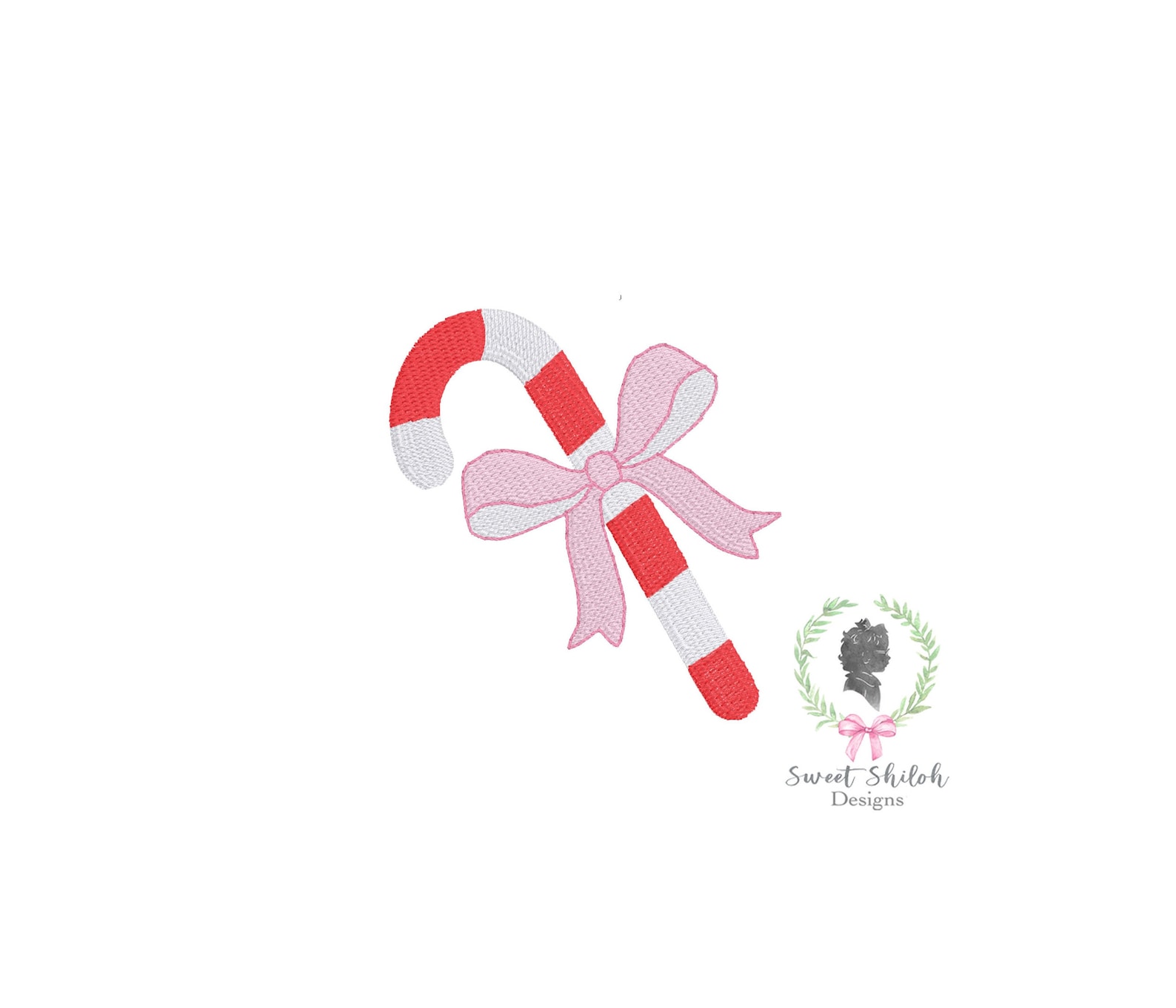 Candy Cane Mini Fill Embroidery Design, Christmas Candy Cane Bow File ...