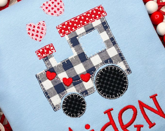 Valentines Day Train With Hearts Applique Lovely Train for Little Boys ...
