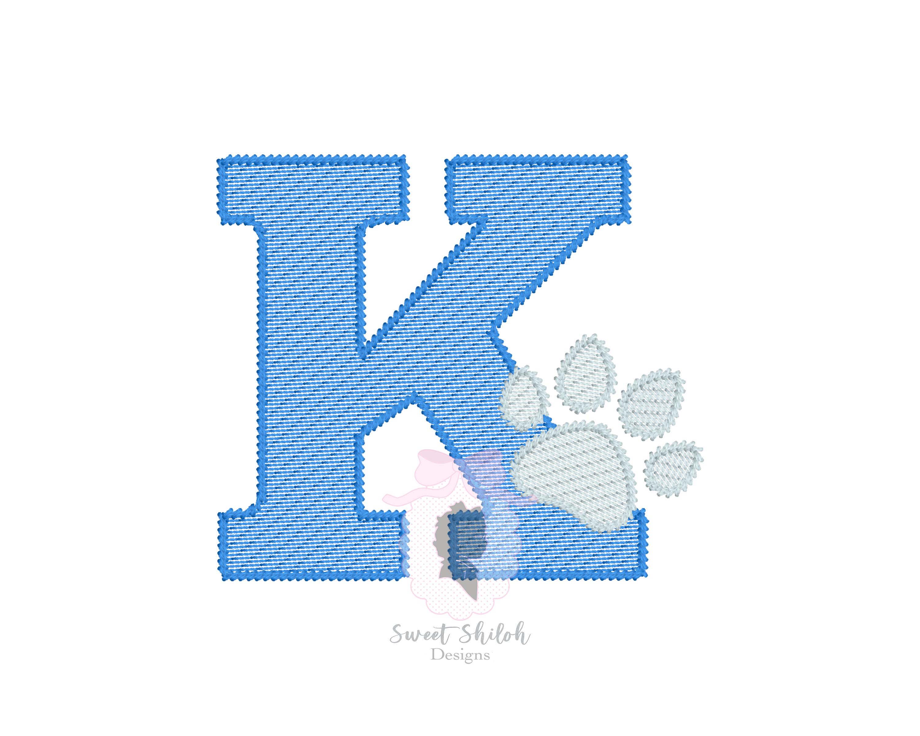 Kentucky Paw Print Embroidery Design, Kentucky K Sketch Design, Sketch ...