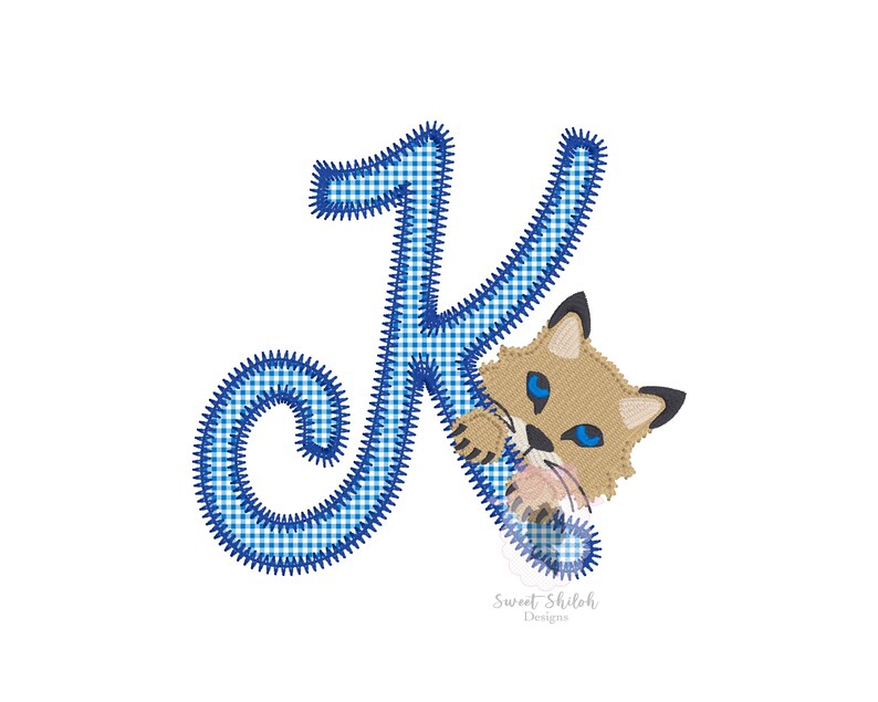 K Wildcat Embroidery Design, Kentucky K Applique Design, Zigzag Wildcat ...