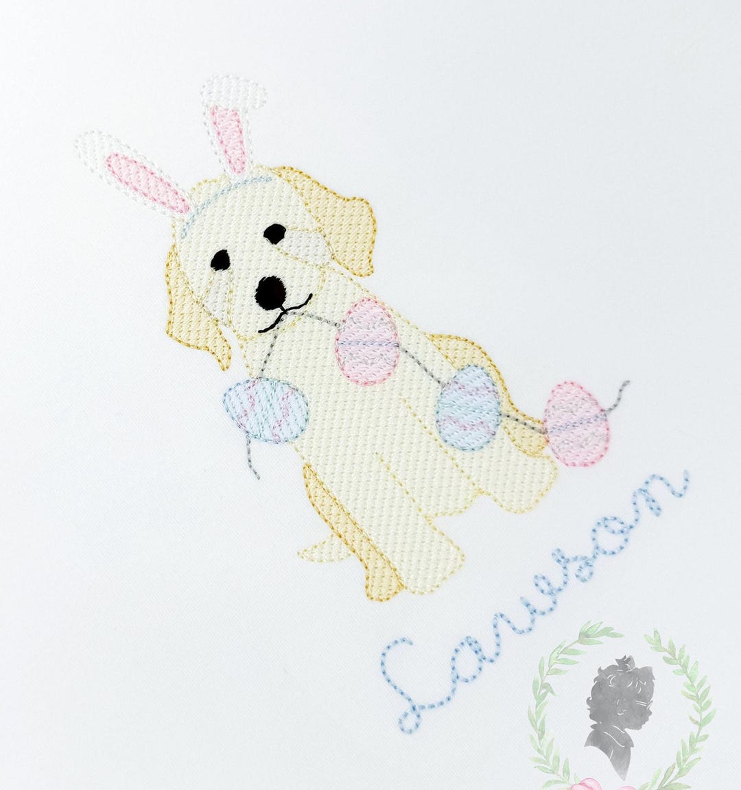 Goldendoodle Easter Egg Sketch Embroidery Design, Bunny Ears Puppy ...