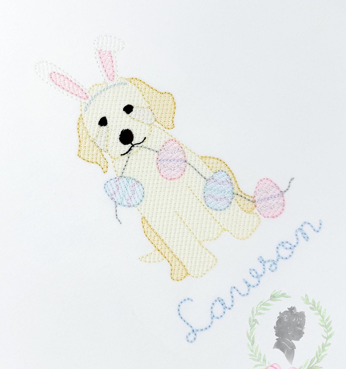 Goldendoodle Easter Egg Sketch Embroidery Design, Bunny Ears Puppy ...