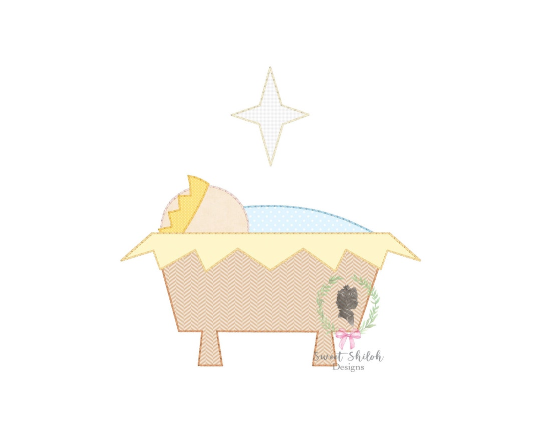Christmas Manger Embroidery Design, Applique Baby Jesus Design ...
