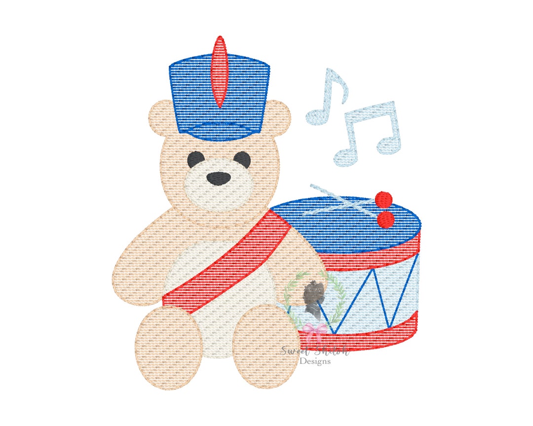 Christmas Drummer Teddy Embroidery Design, Sketch Teddy Bear Design ...