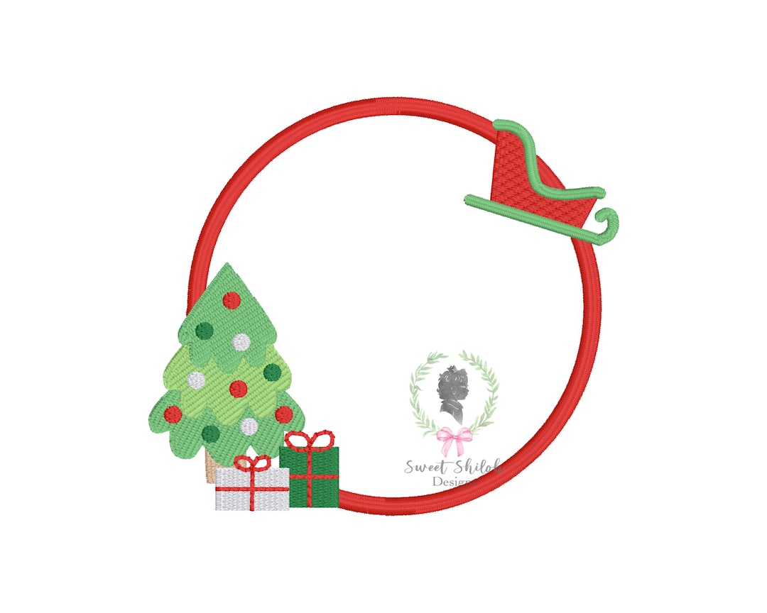 Christmas Sleigh Frame Design, Santa Sleigh Monogram Embroidery File ...