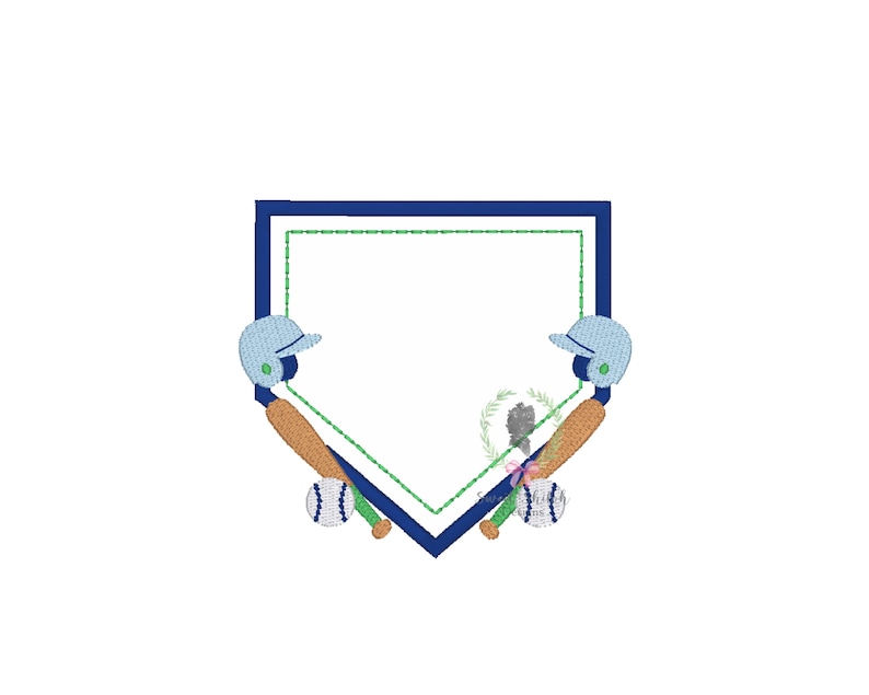 Baseball Monogram Frame Embroidery Design, Softball Home Plate Frame ...