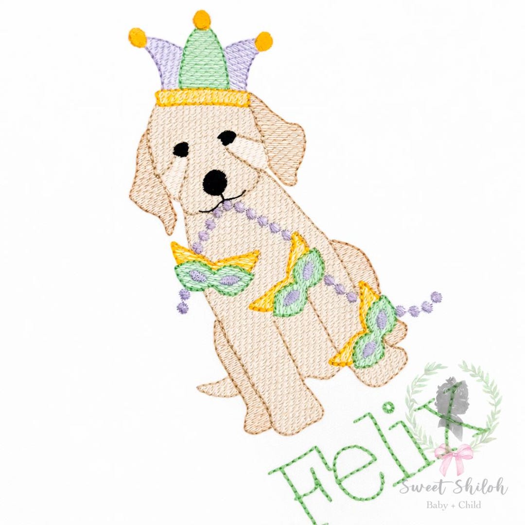 Goldendoodle Mardi Gras Sketch Embroidery Design, Puppy Mardi Gras Mask ...
