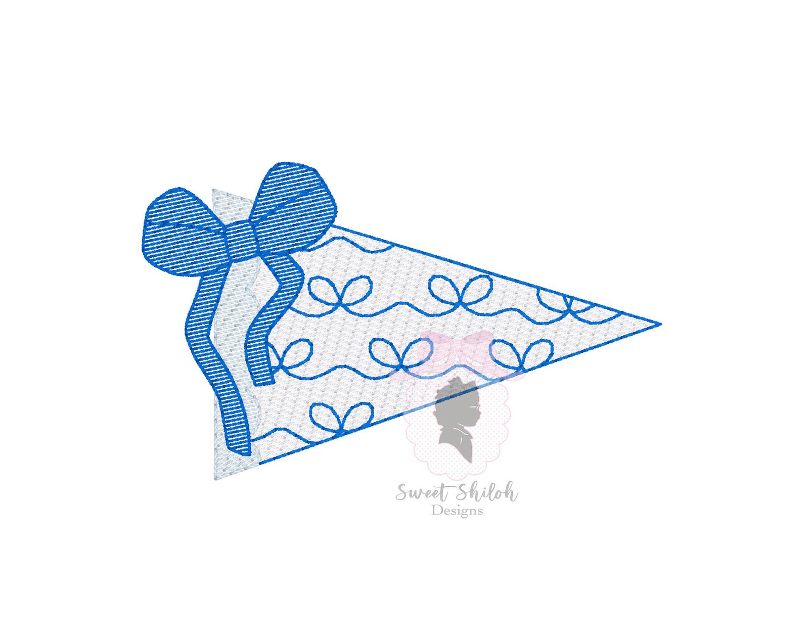 Scallop Bow Pattern Pennant Sketch Embroidery Design, Sport Pennant ...