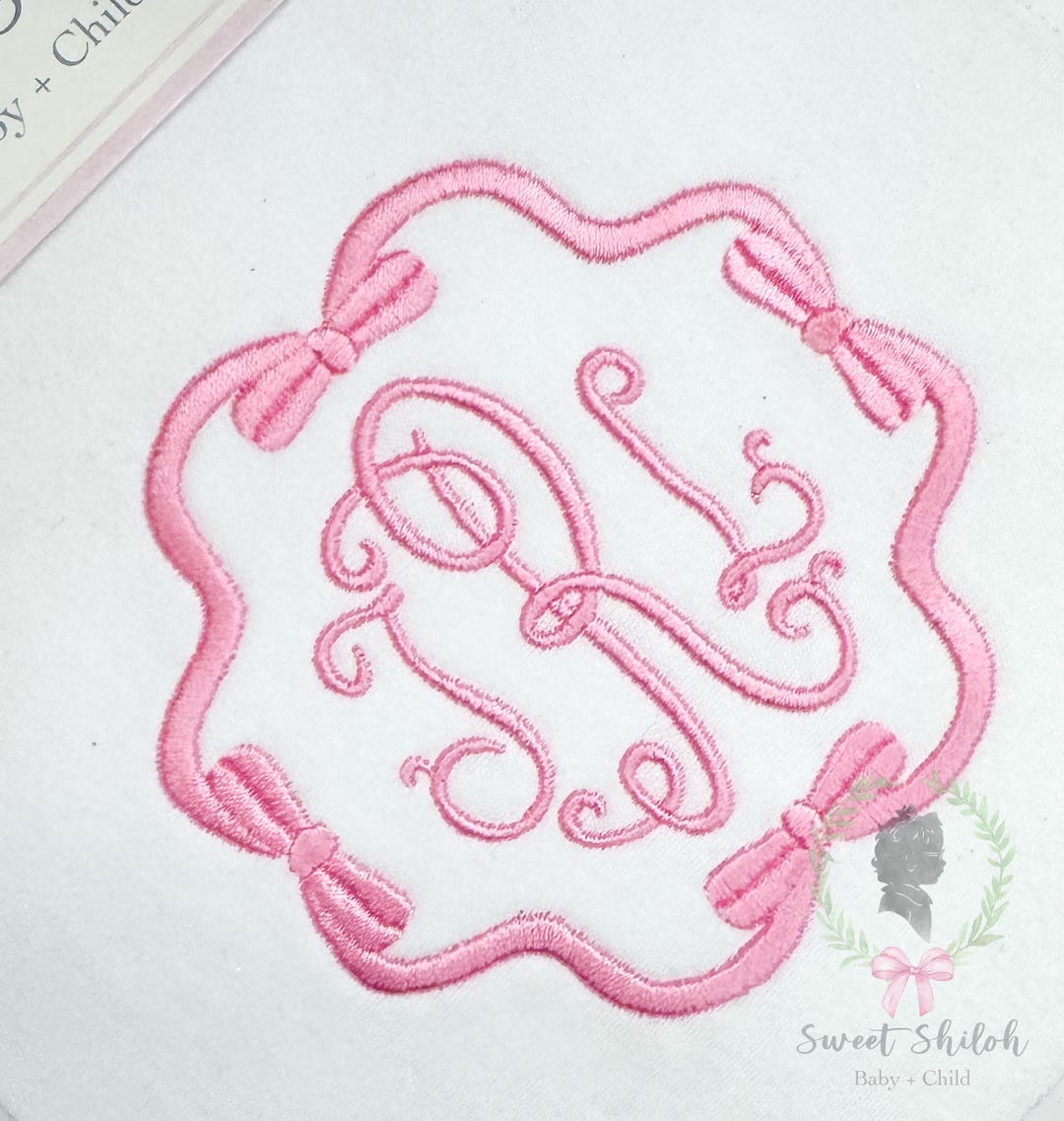 Bow Monogram Frame Design, Heirloom Ribbon Embroidery Machine File ...