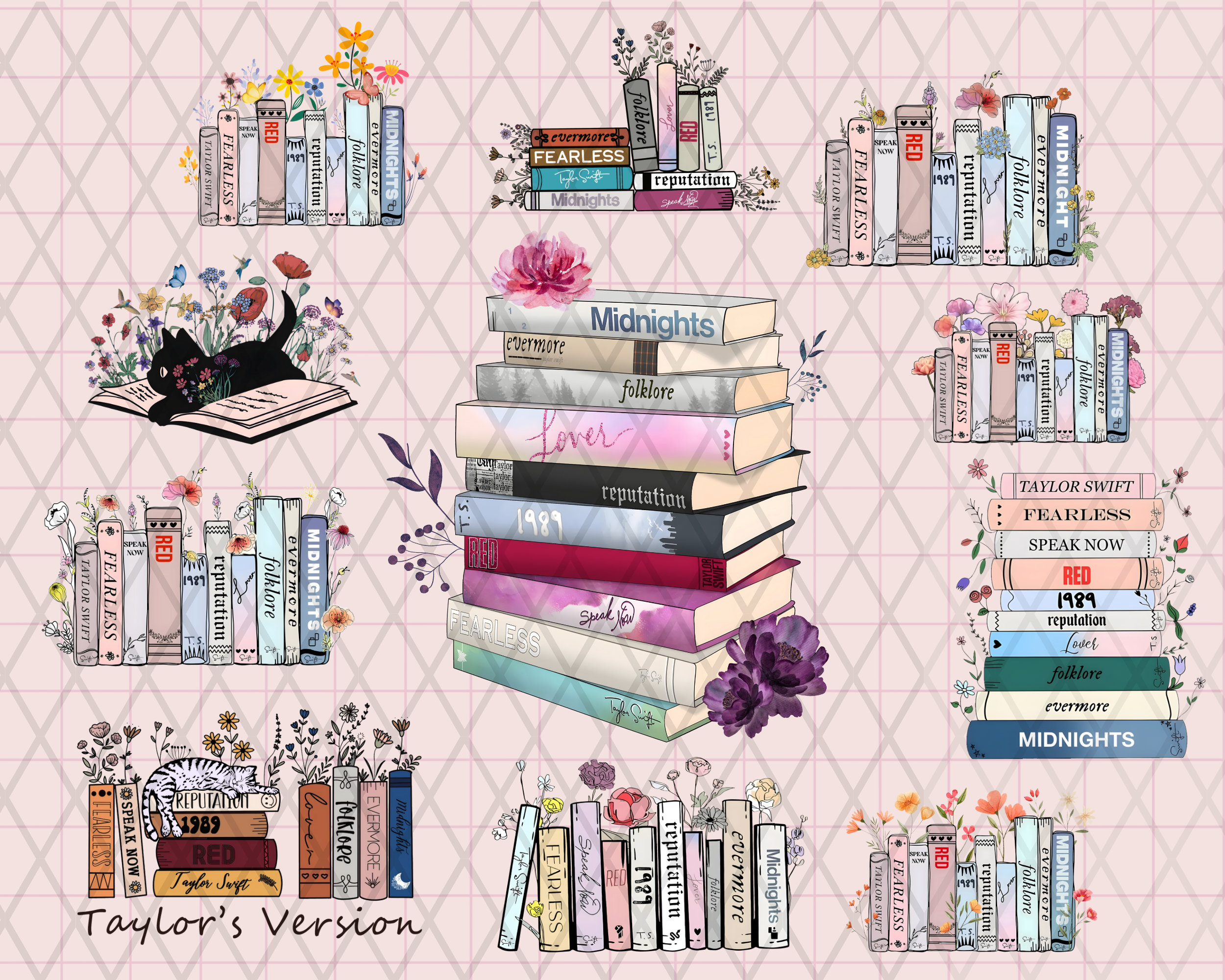 Taylor Swift PNG Bundle, Taylor Swift Books PNG, Taylor Swift Album as ...