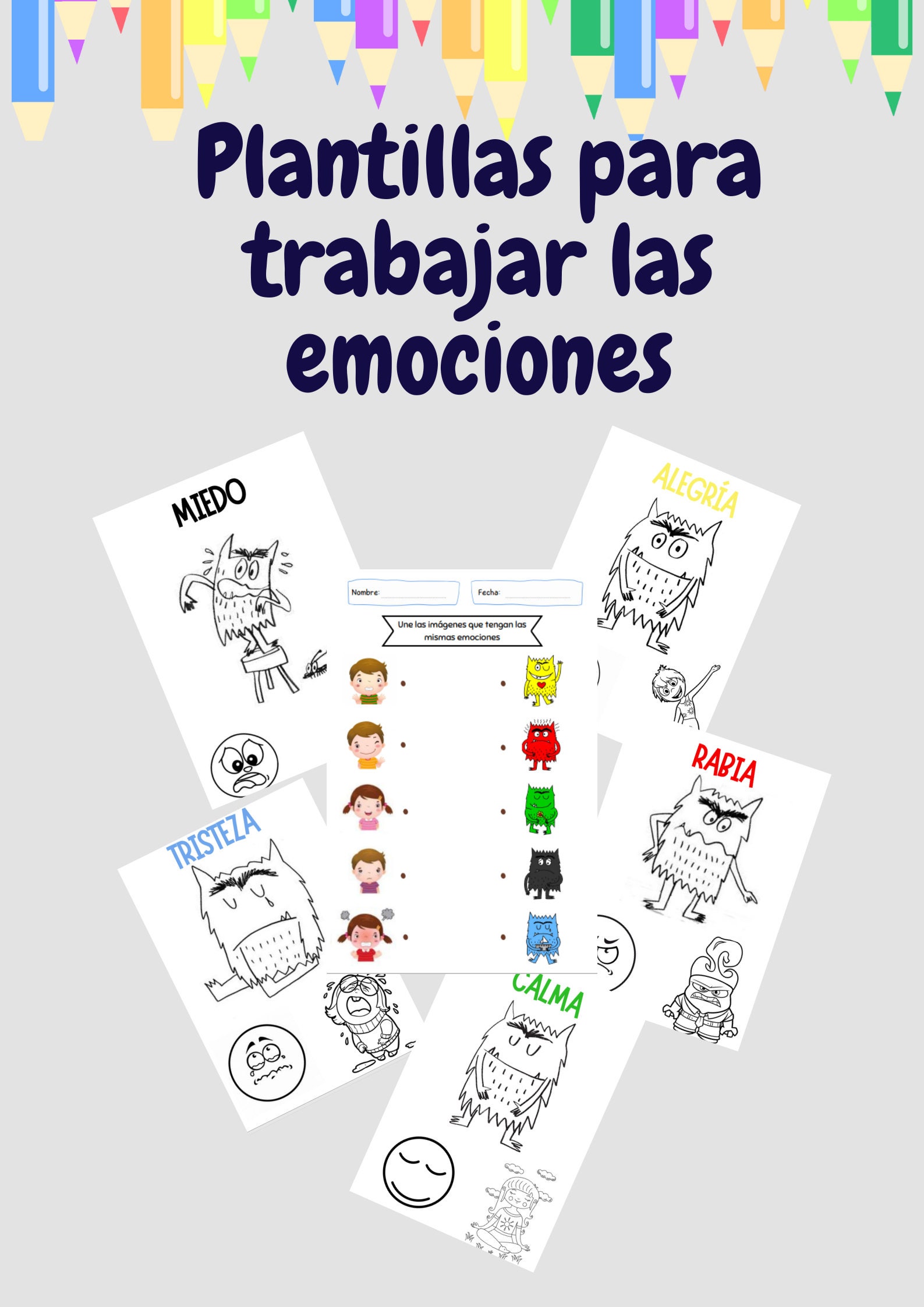 Plantillas imprimibles para colorear las emociones en inglés - Etsy España