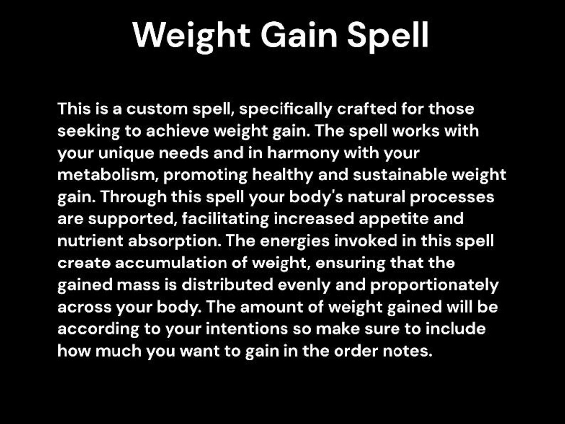 Weight Gain Spell Make Yourself Heavier Ritual for Weight Increase - Etsy