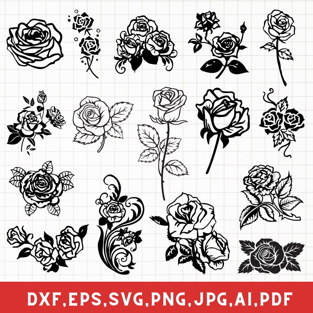 Red Rose Svg Rose Silhouette Red Rose Clipart Rose Svg - Etsy