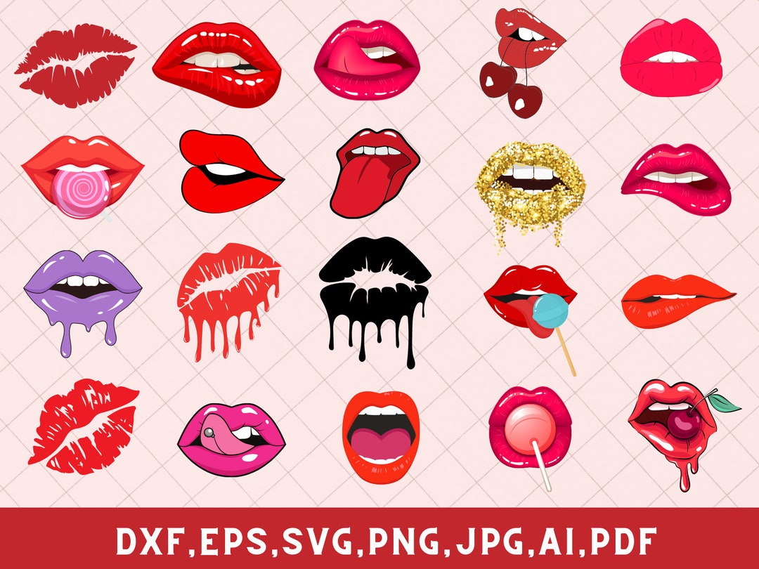 Lips Svg Bundle Pink Lips Svg Red Lips Svg Dripping Lips Etsy