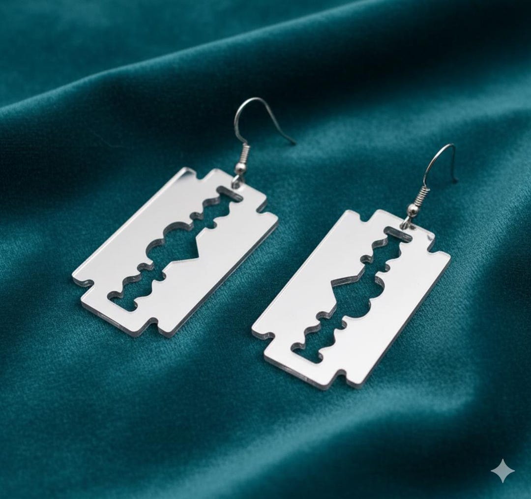 Heart Razor Blade Earrings SVG, Laser Cut File (digital Download) - Etsy