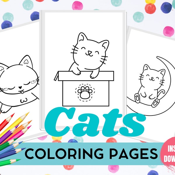 Cat Coloring Page - Etsy