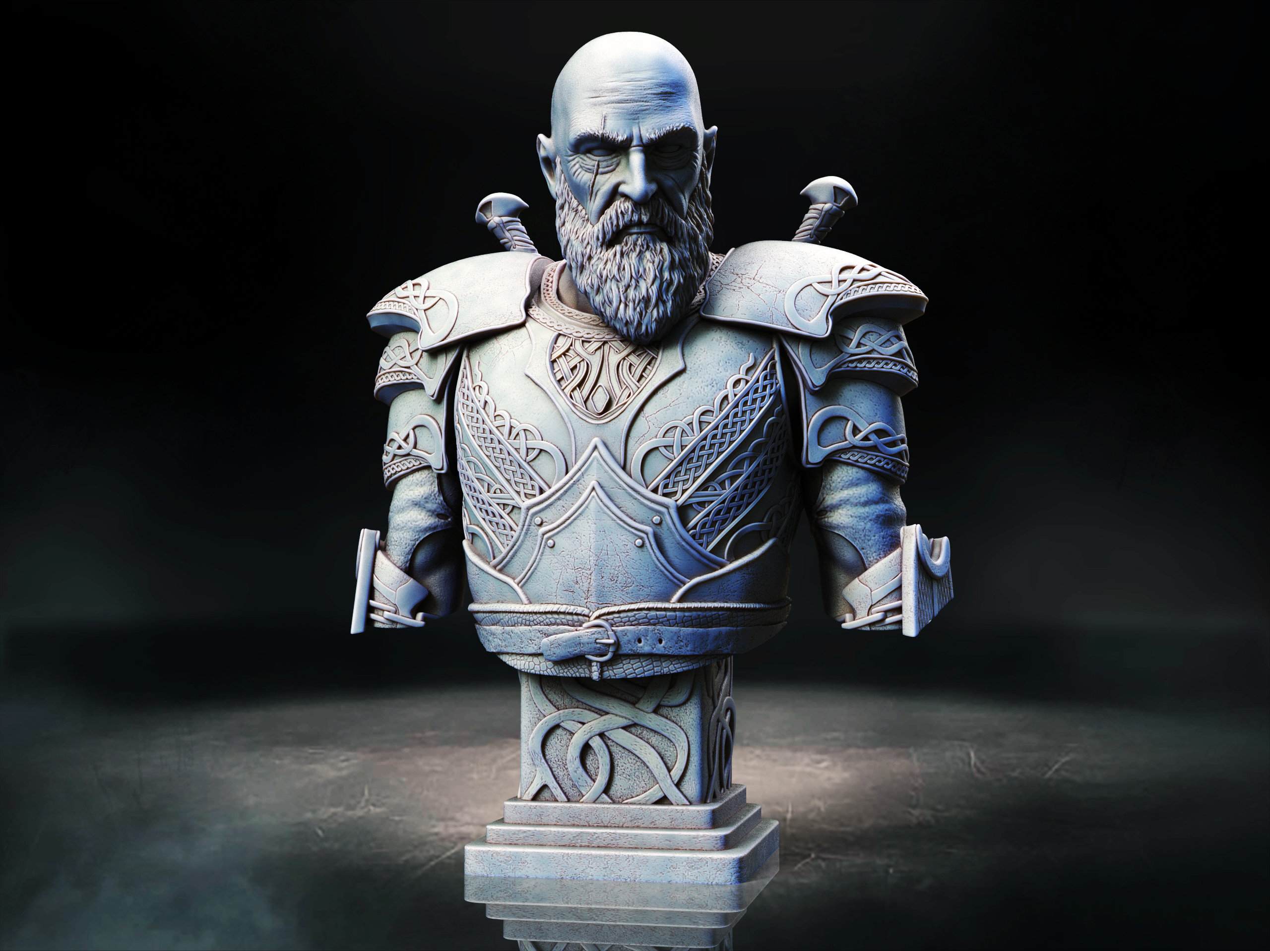 Kratos God of War Bust STL File for 3D Printers - High Quality ...