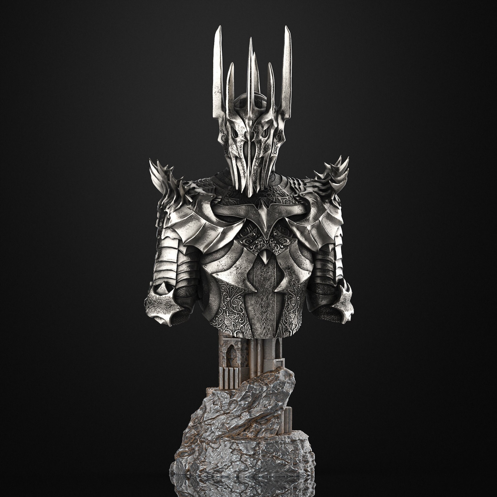 Dark Lord Sauron Bust STL File for 3D Printers - High Quality, Detailed ...