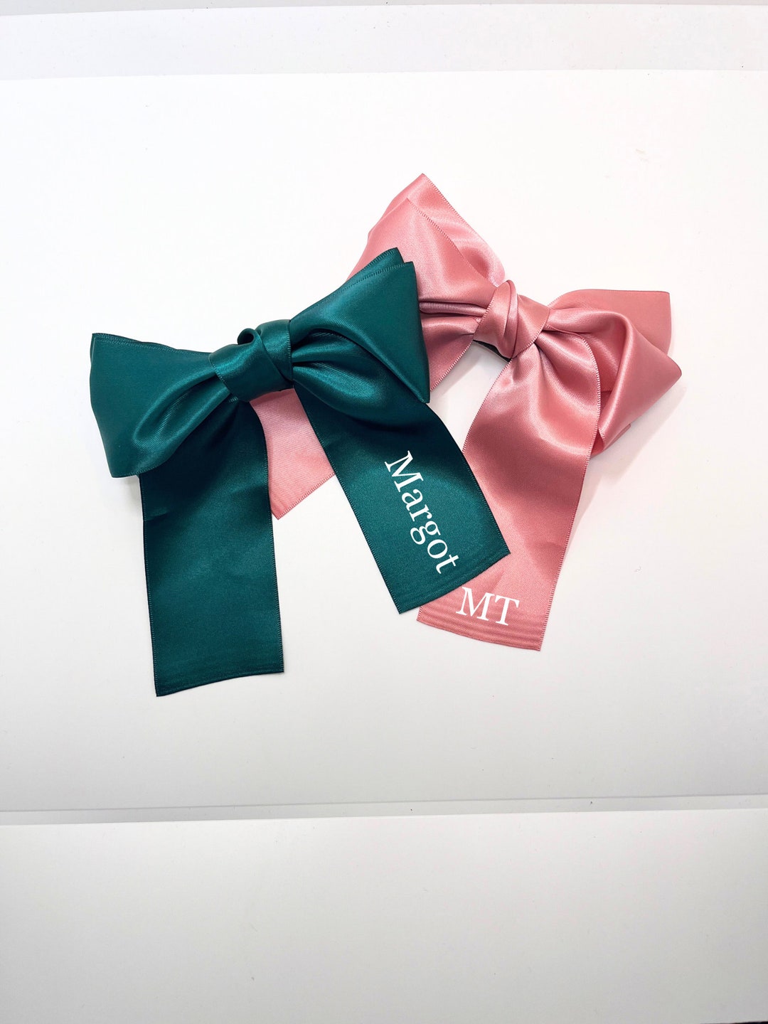 Personalised Hair Bow Clip With Name Initials Custom Satin Bow Velvet ...