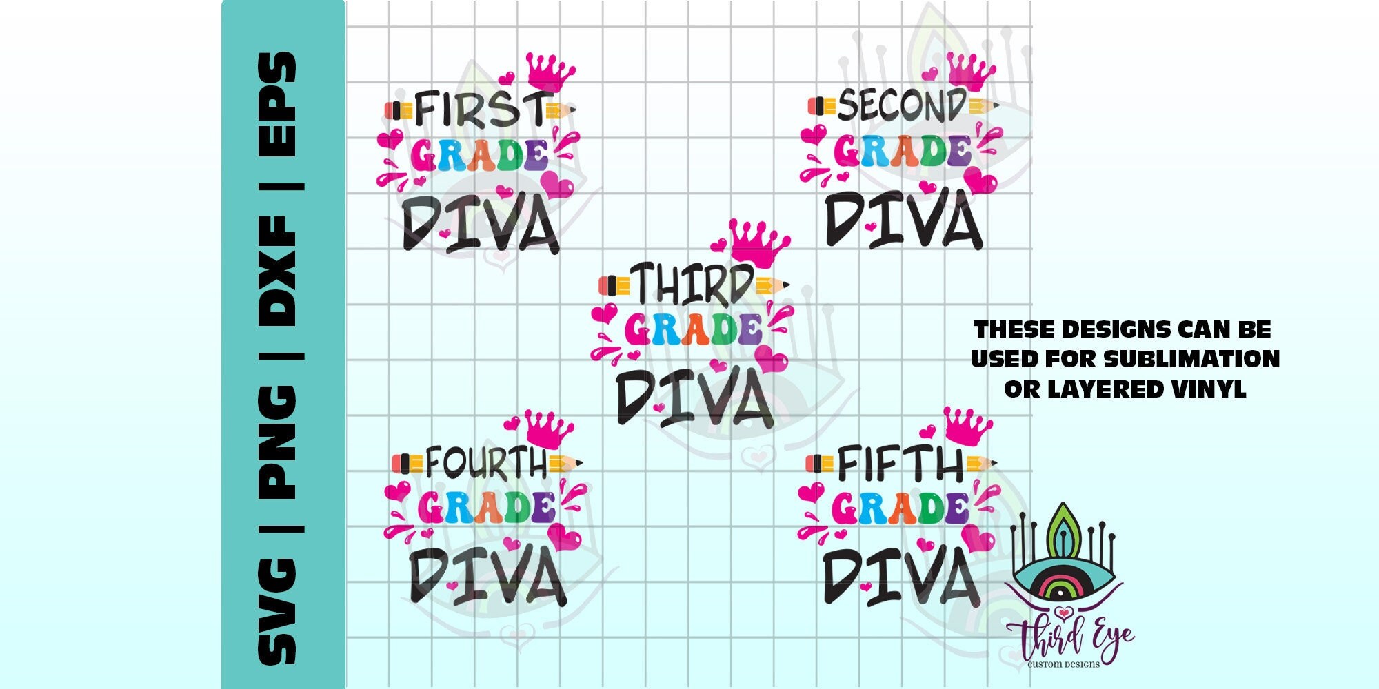 Back to School Diva Bundle SVG PNG Digital Download for Cricut ...