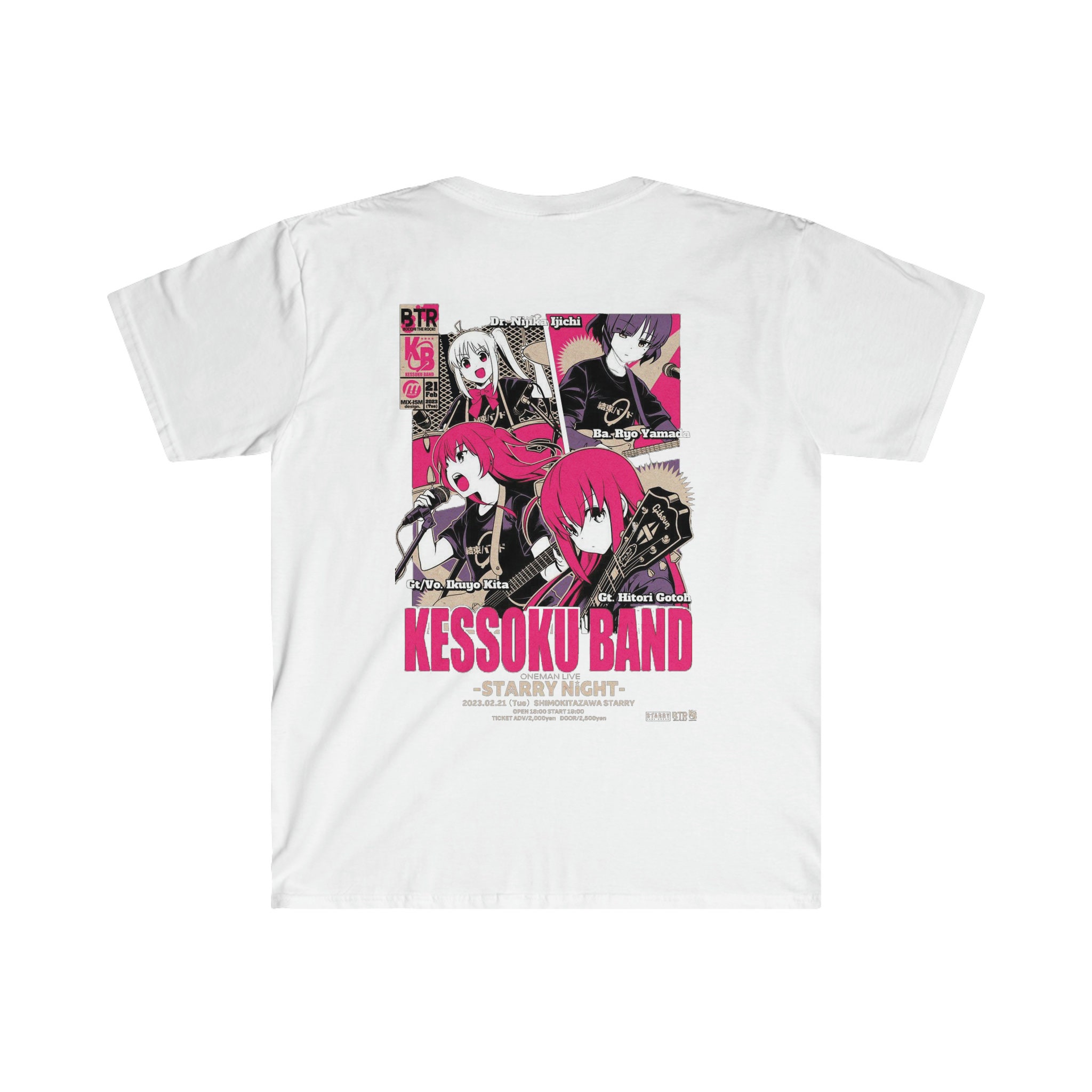 Bocchi Kessoku Band T Shirt Top Design Unisex Ladies Mens Tee Retro ...