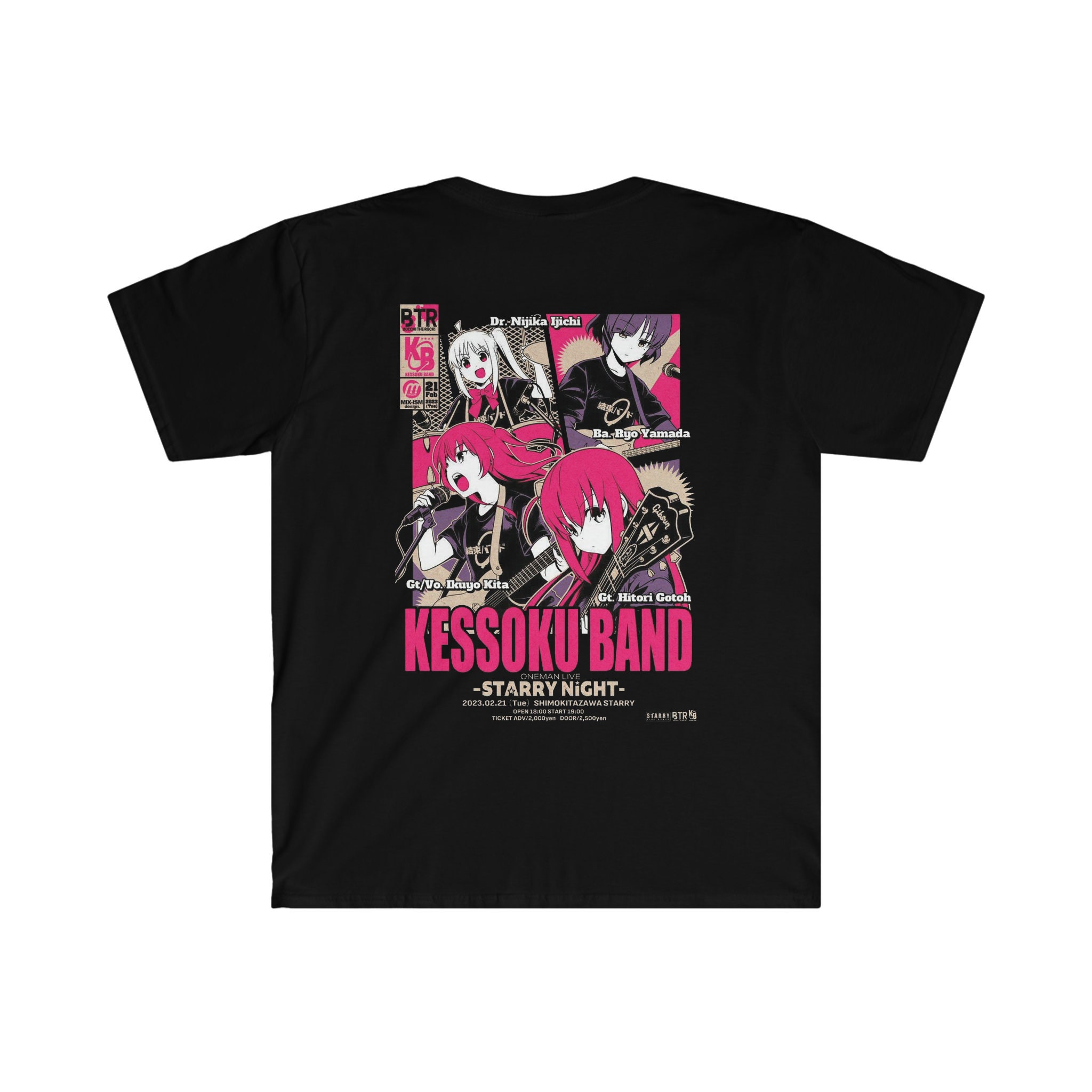Bocchi Kessoku Band T Shirt Top Design Unisex Ladies Mens Tee Retro ...