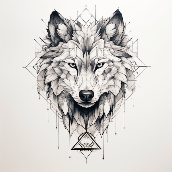 Geometric Wolf - Etsy