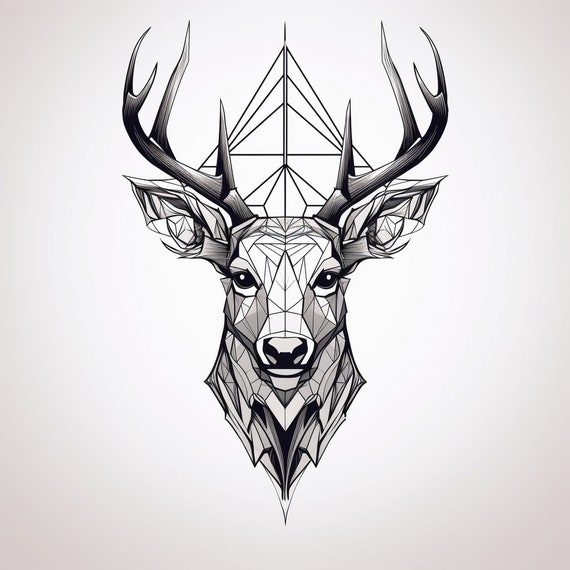 Geometric Deer Skull Tattoo