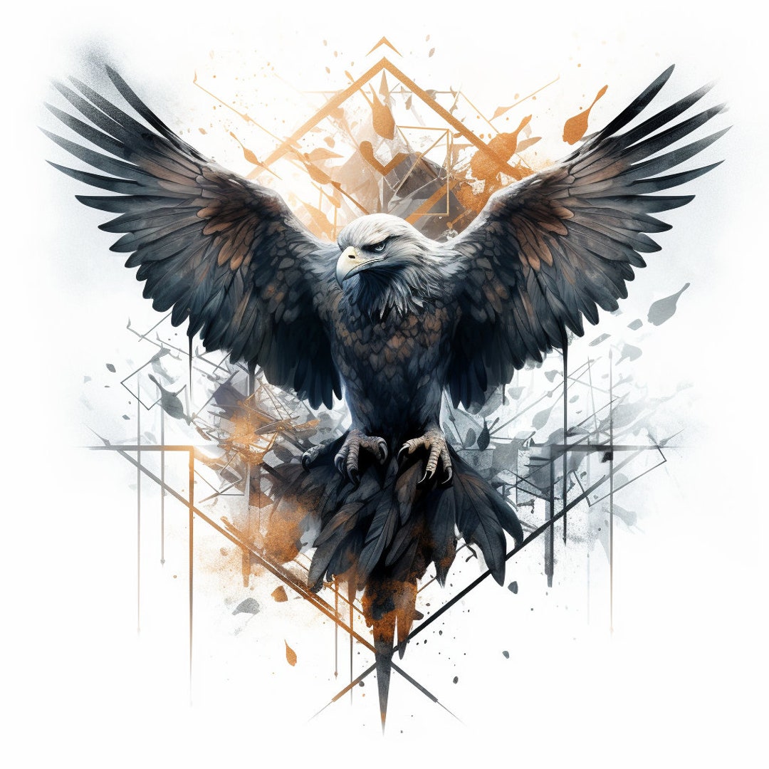 Watercolor Realism Flying Eagle Tattoo Vibrant Avian Majesty - Etsy