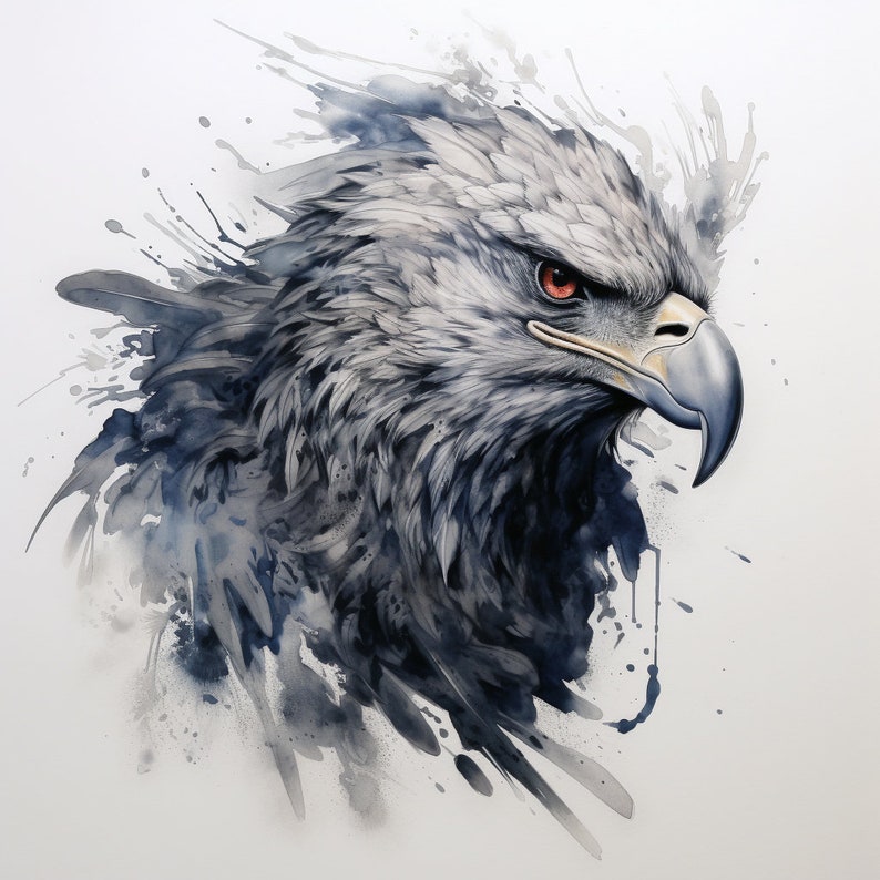 Watercolor Realism Eagle Head Tattoo Vibrant Avian Majesty Ethereal ...