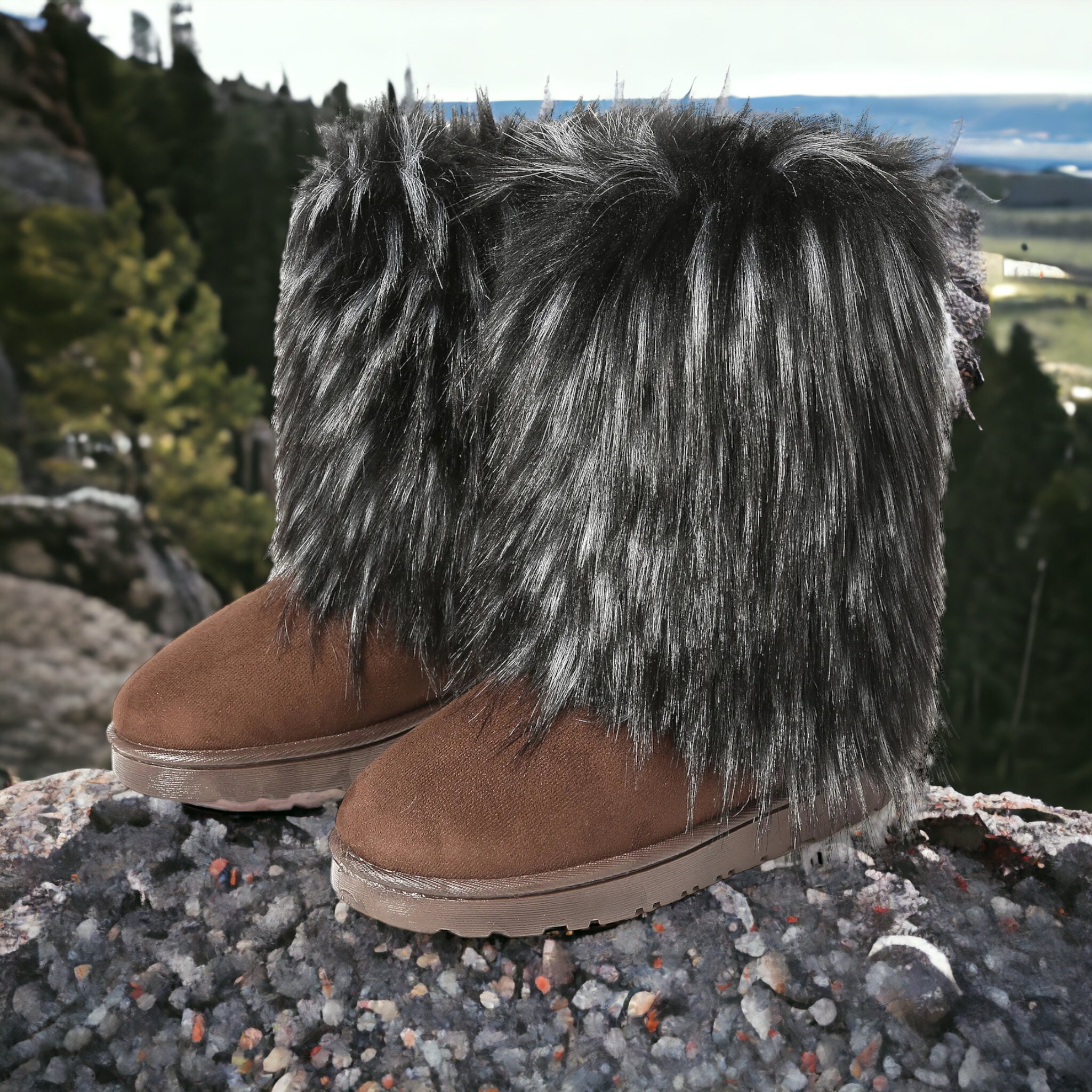 Faux Fox Fur Boots Fluffy Y2K Boots, Warm Boots, Vegan Fox Fur Boots ...