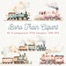 Boho Train Clipart, Train Watercolor Clipart, Steam Train Clipart, Baby ...