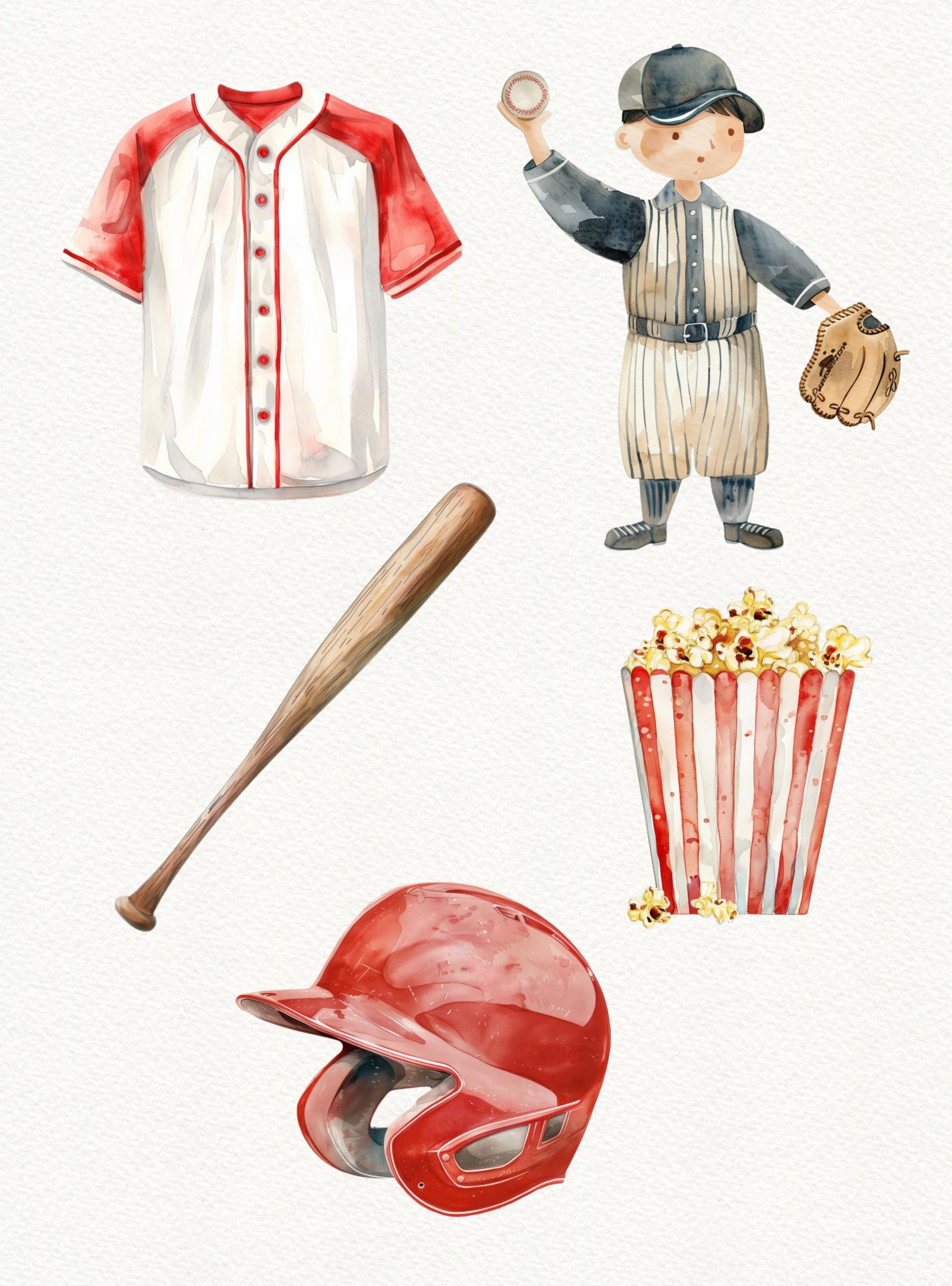 Watercolor Baseball Clipart: Sports Graphics (PNG) - Etsy