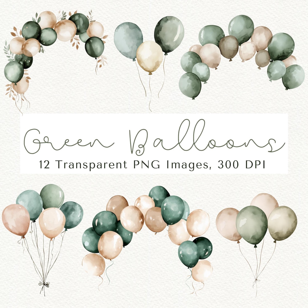 Green Balloon Clipart, Birthday Balloon Clipart, Balloon Arch Clipart ...
