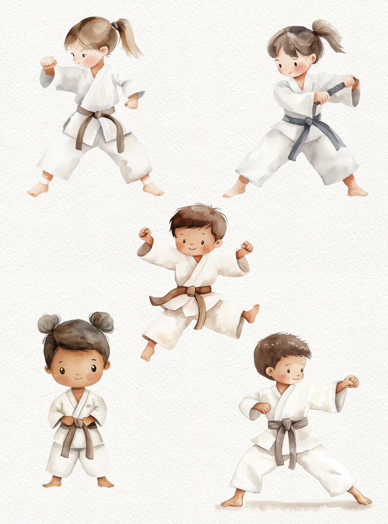 Karate Kids Clipart: Martial Arts PNG Images (digital Download) - Etsy