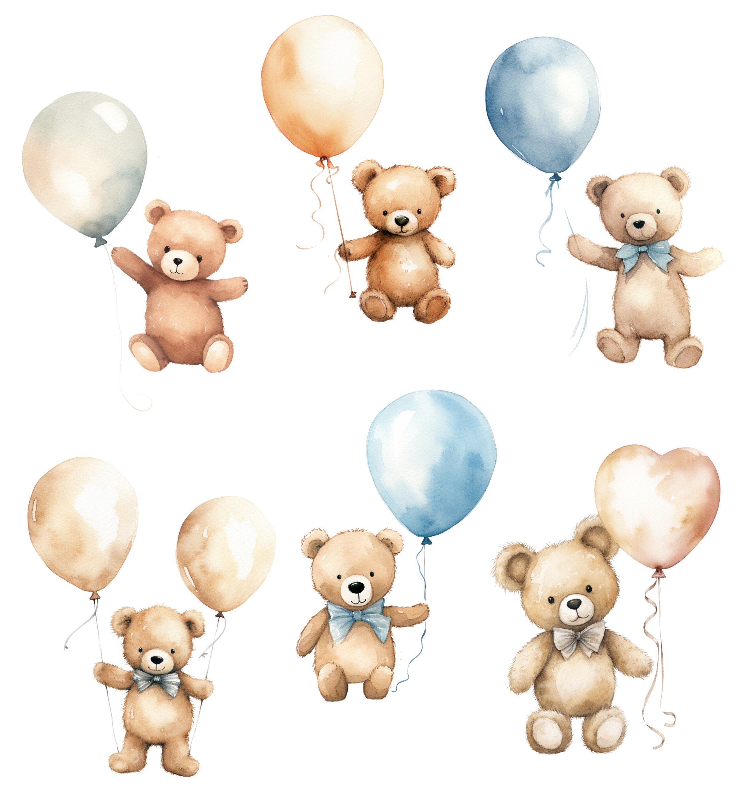 Cute Teddy Bear Clipart Hot Air Balloon Teddy Bear PNG - Etsy