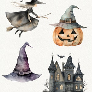 Cute Halloween Clipart, Witch Clipart, Spooky PNG, Pastel Halloween ...