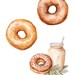 Watercolor Donut Clipart, Pastry Clipart, Dessert Clipart, Donut PNG ...