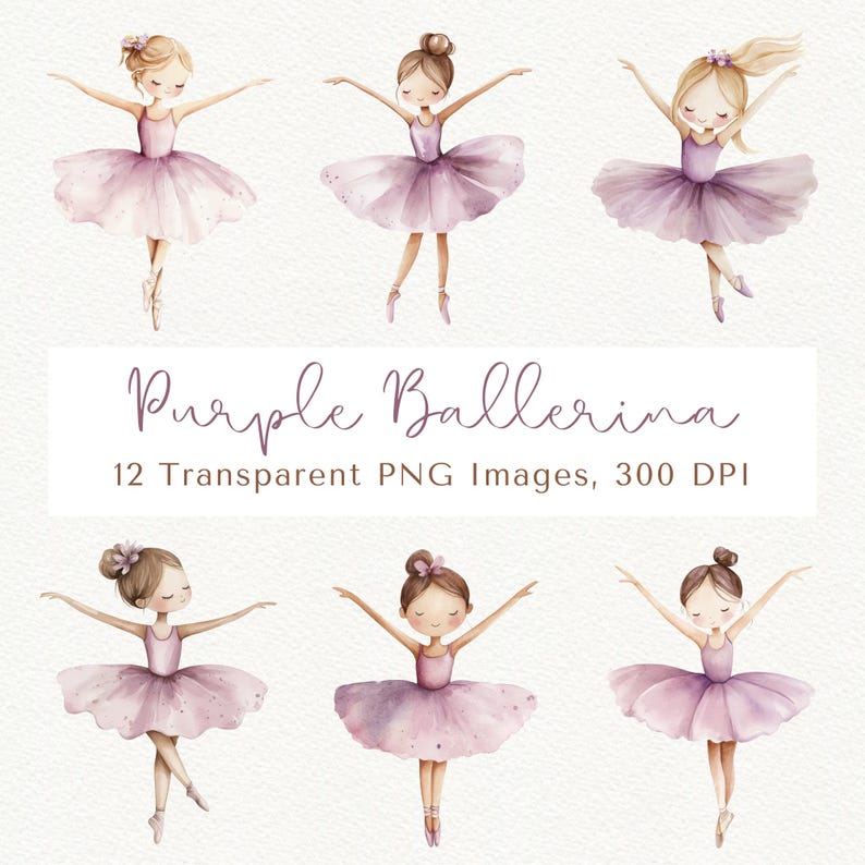 Purple Ballerina Clipart: Ballet PNG Images (digital Download) - Etsy