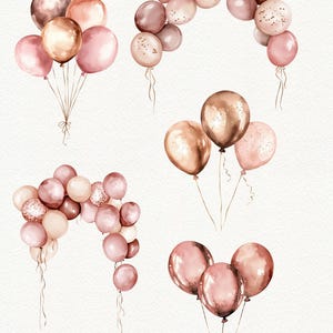 Rose Gold Balloons Clipart: Birthday Party PNG Images (300 DPI) - Etsy