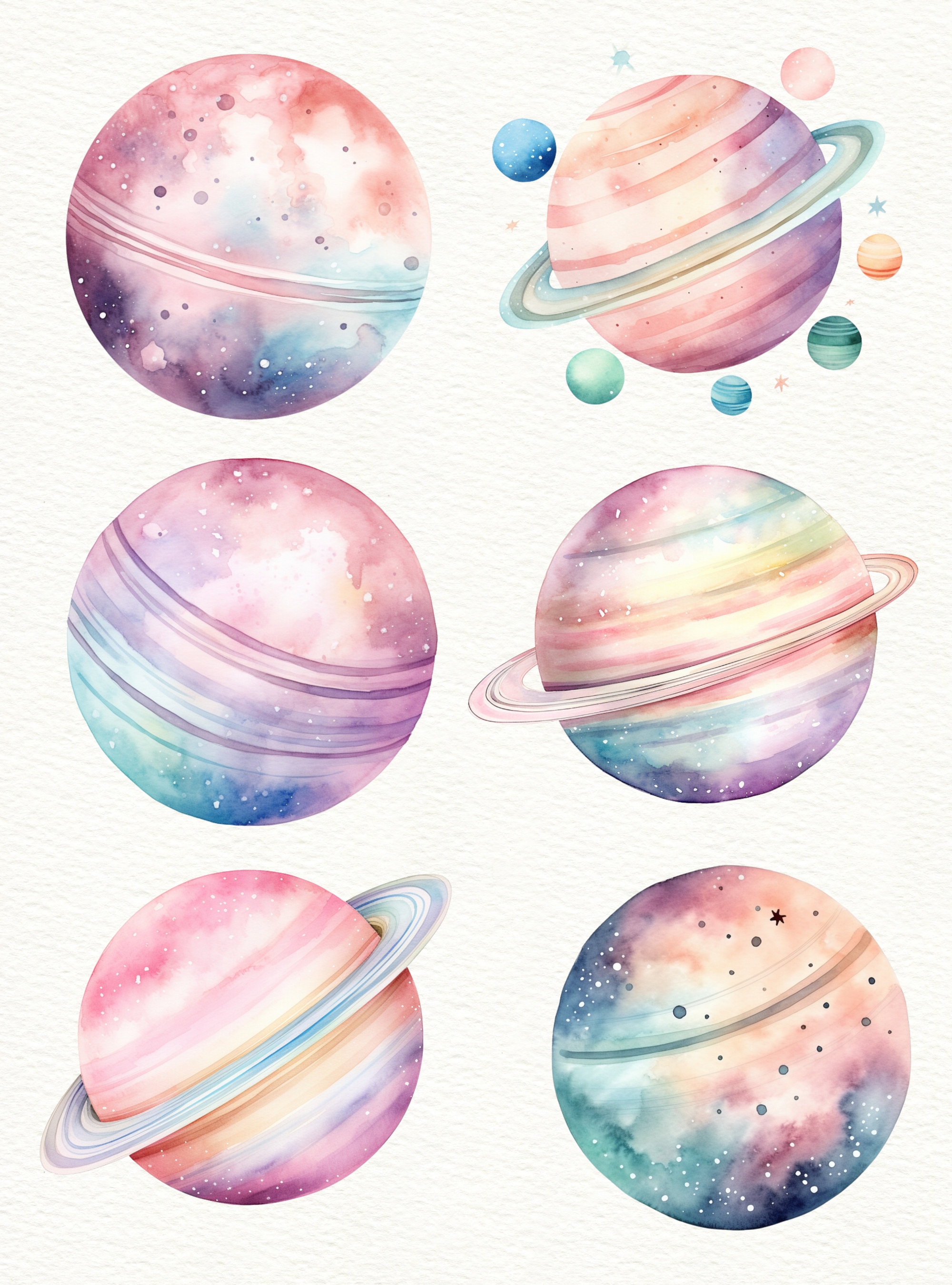 Pink Planets Clipart, Pastel Space Clipart, Pastel Solar System, Cute ...