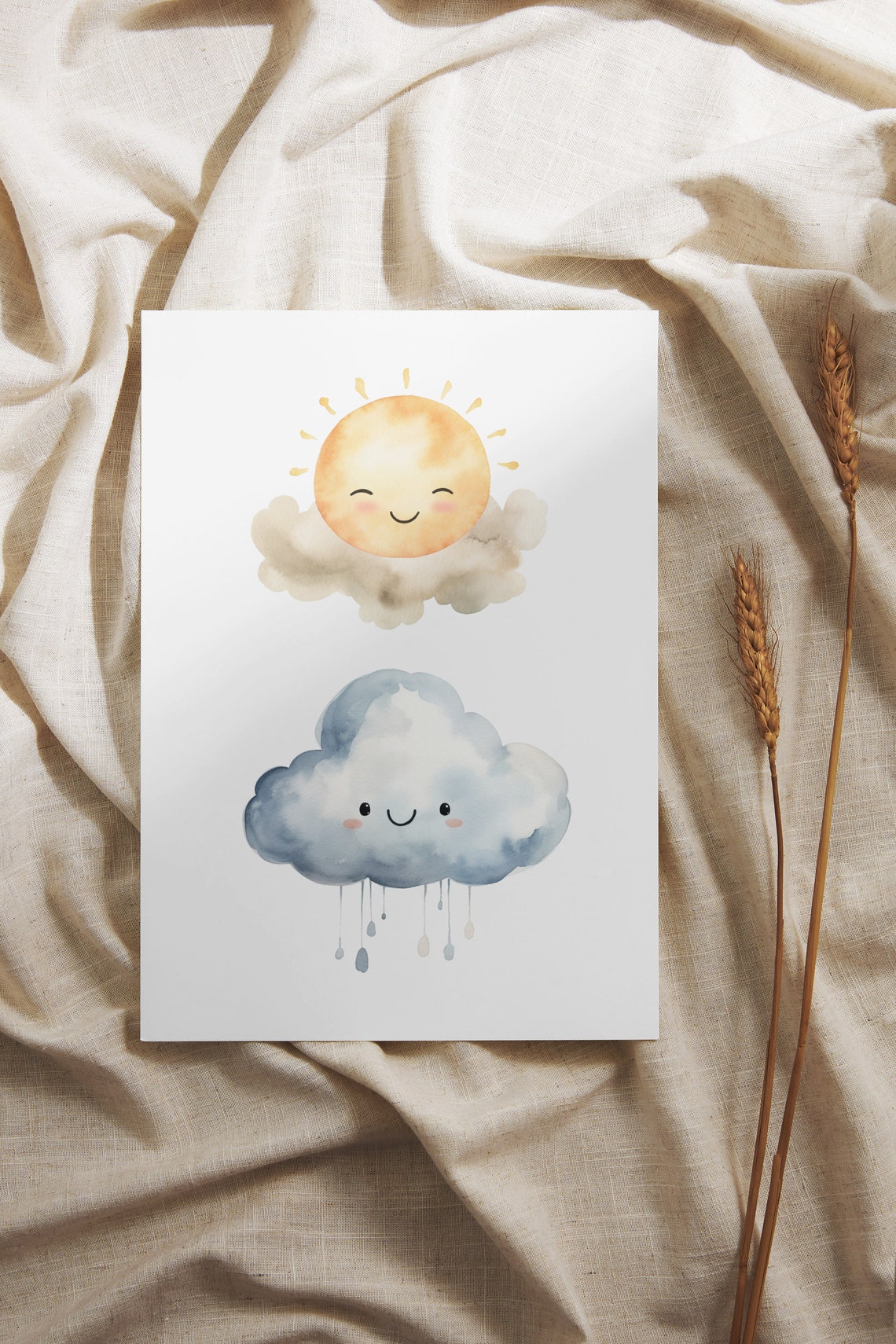 Watercolor Weather Clipart, Kawaii Weather Clipart, Rainbow Clipart ...