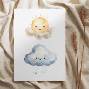 Watercolor Weather Clipart, Kawaii Weather Clipart, Rainbow Clipart ...