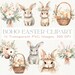 Easter Clipart, Boho Easter Clipart, Easter Bunny Clipart, Easter PNG ...