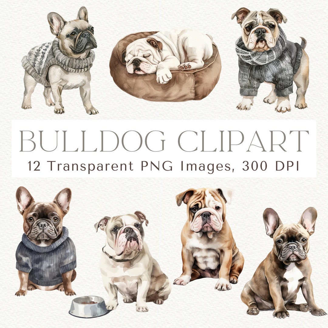 Bulldog Clipart, English Bulldog Clipart, French Bulldog Clipart, Cute ...