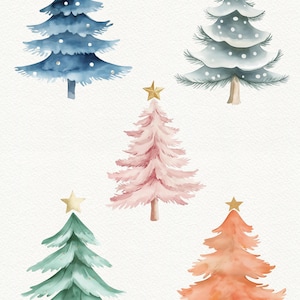 Colorful Christmas Tree Clipart, Whimsical Christmas Clipart, Blue ...