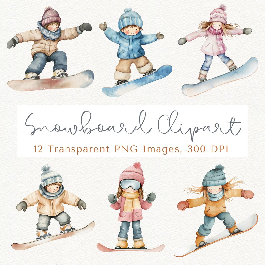 Snowboard Clipart: Winter Sports PNG Images (digital Download) - Etsy