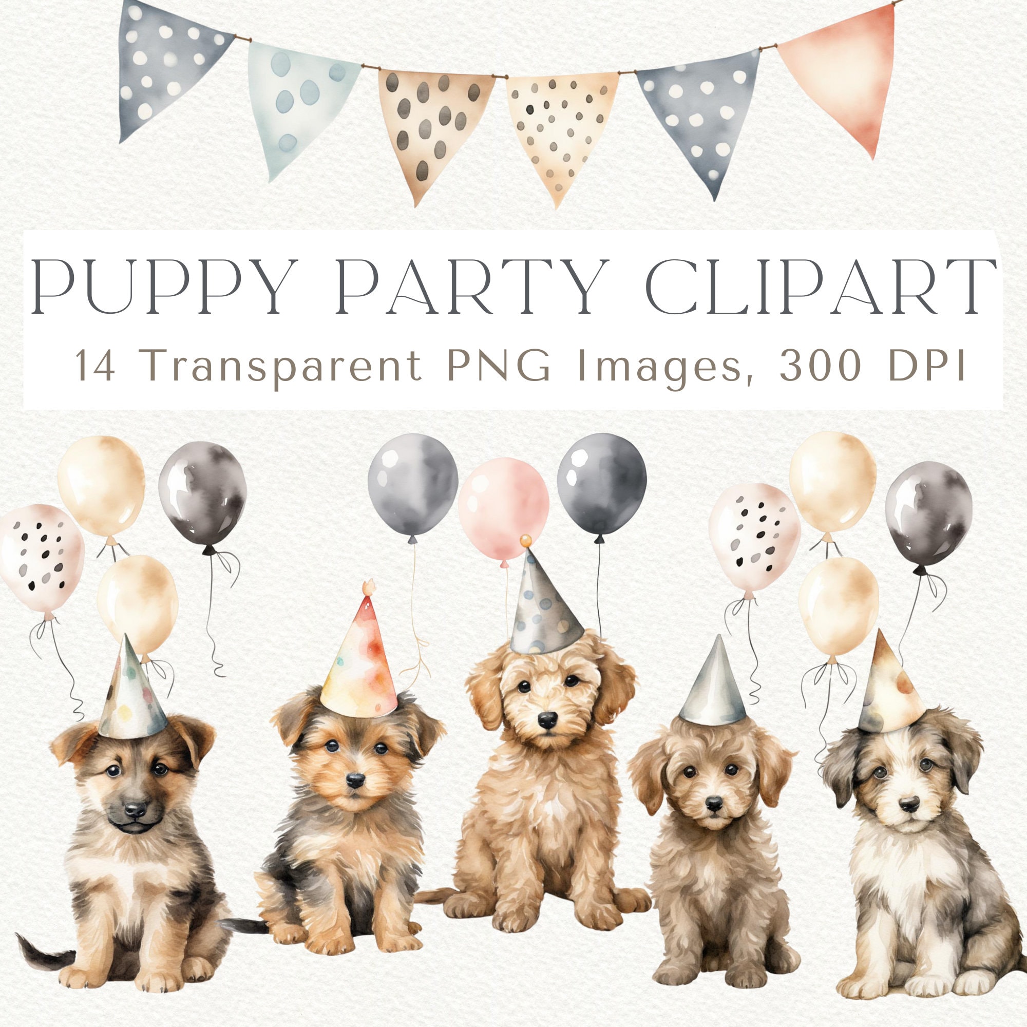 Puppy Clipart, Puppy Party Clipart, Cute Puppy Clipart, Party Puppy PNG ...
