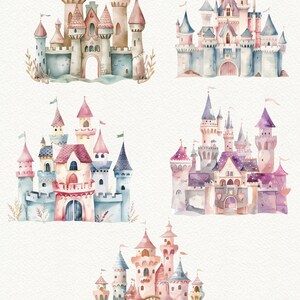 Princess Castle Clipart: Watercolor Fairy Tale PNG Images (digital ...