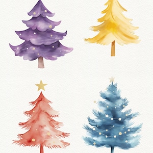 Colorful Christmas Tree Clipart, Whimsical Christmas Clipart, Blue ...